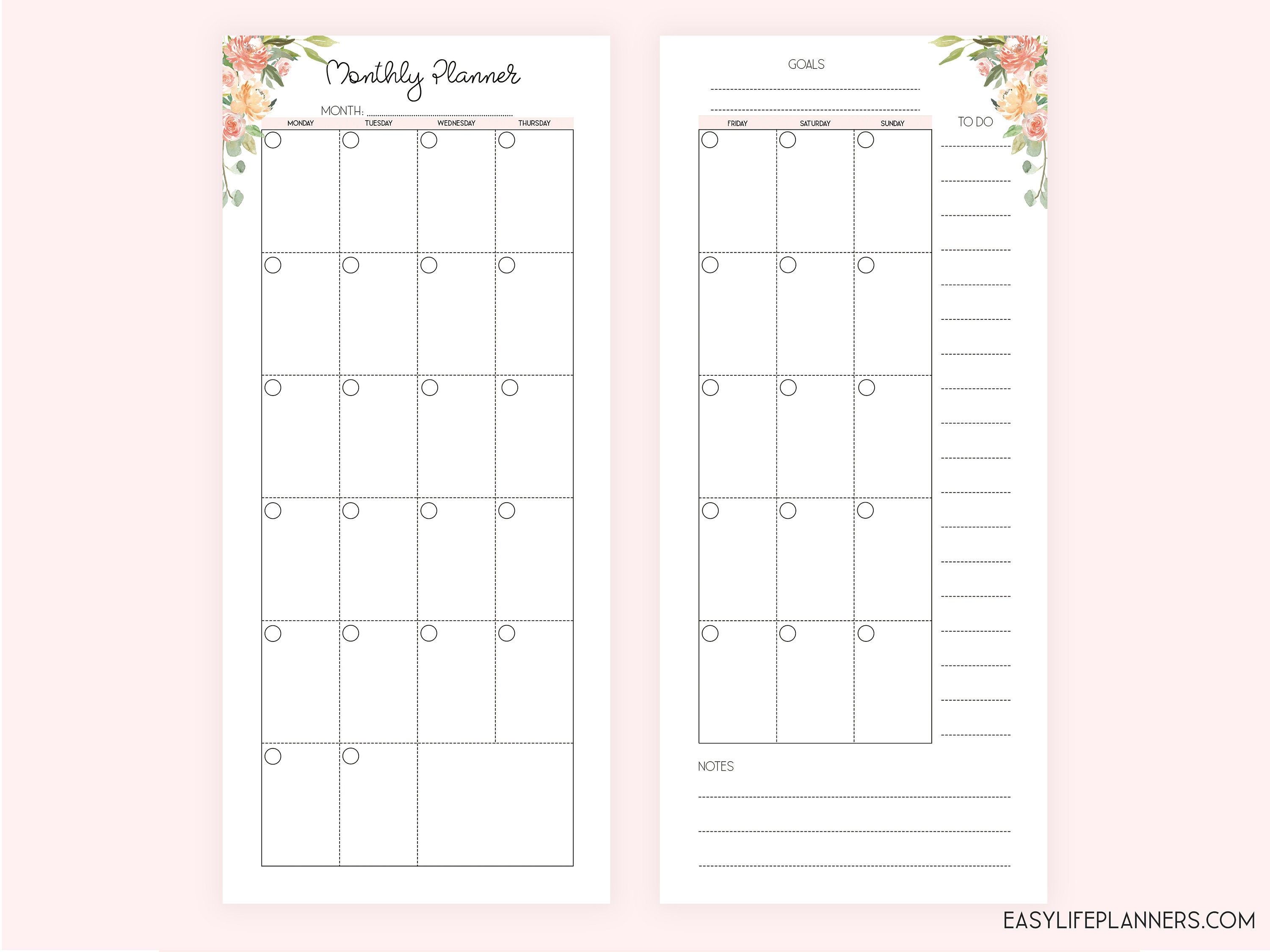 Month on Two Pages Made to Fit Happy Planner Half Sheet, Happynichi ...