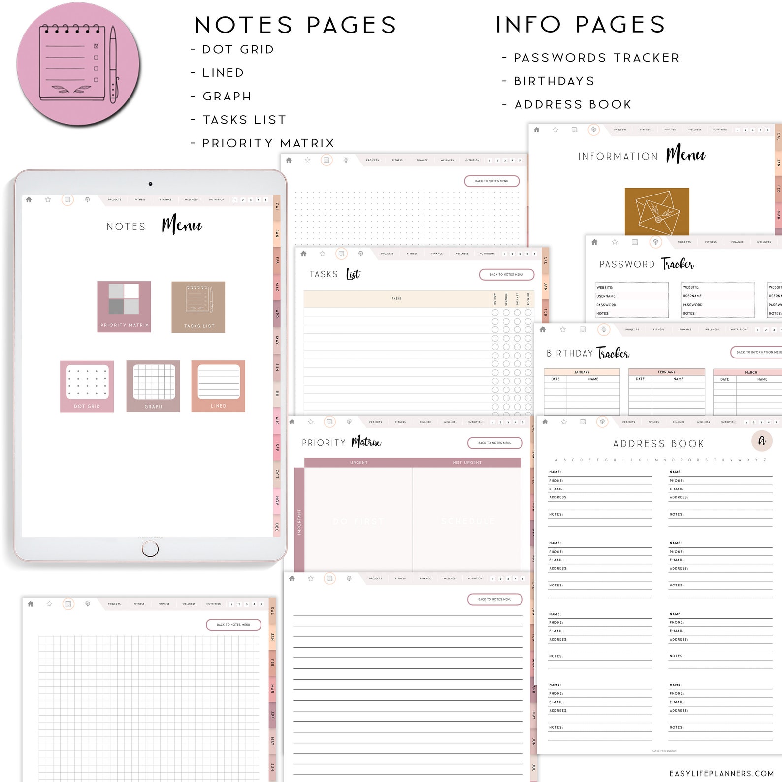 Digital Student Planner Portrait Planner Digital Planner - Etsy