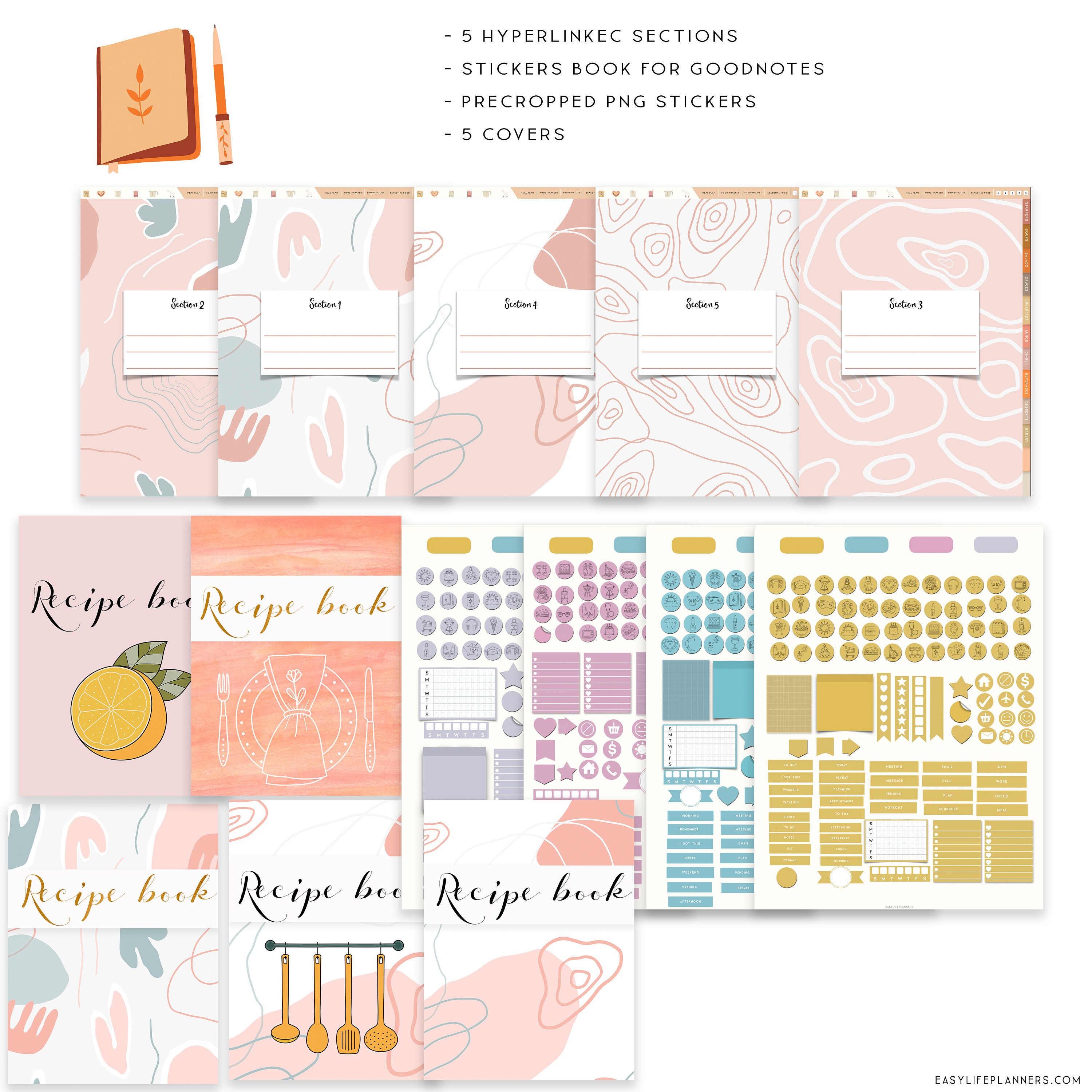 Digital Recipe Book Goodnotes Template Vertical Planner Digital 