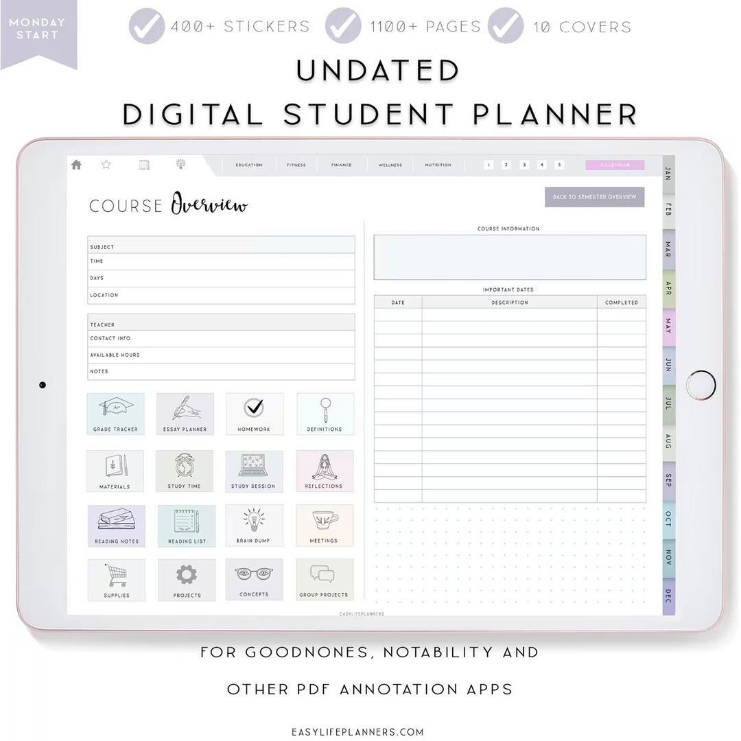 Student Digital Planner Ipad, Notability Planner, Goodnotes Template ...