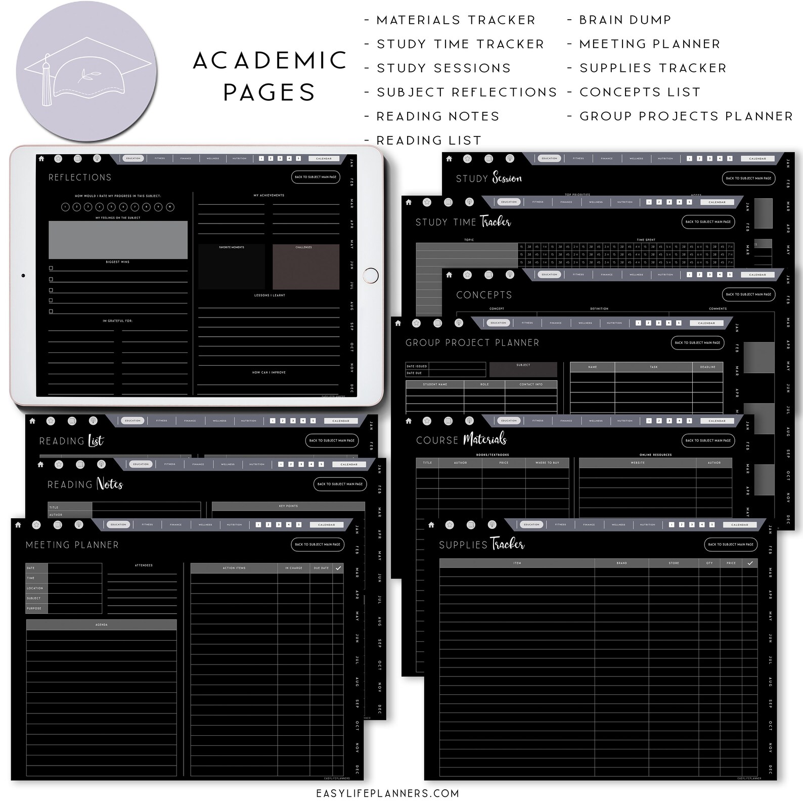 Digital Student Planner Dark Mode Digital Planner for Ipad - Etsy