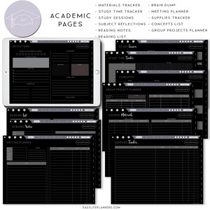 Digital Student Planner, Dark Mode Digital Planner for Ipad, Notability ...