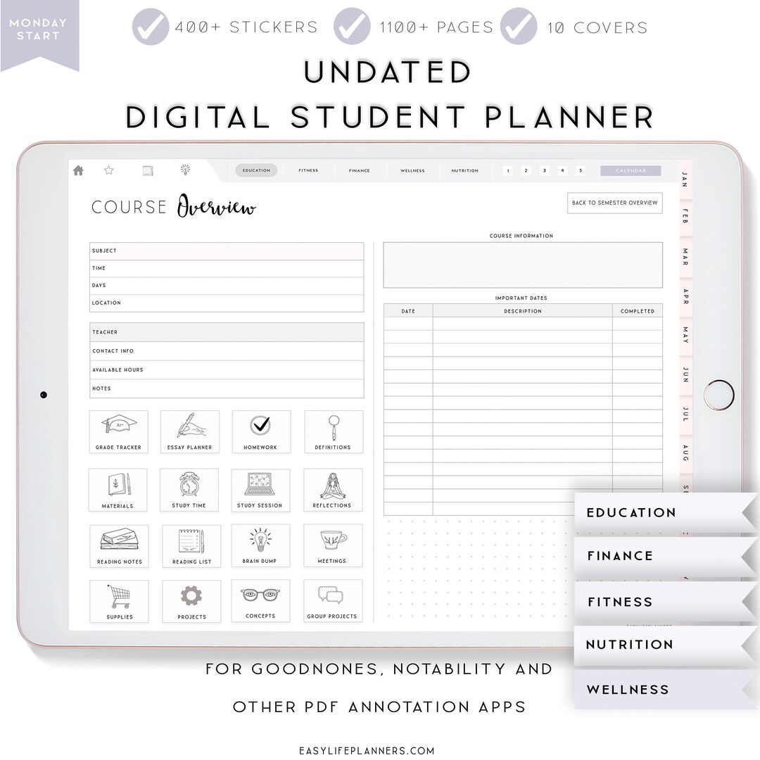Digital Student Planner Digital Planner for iPad Notability - Etsy