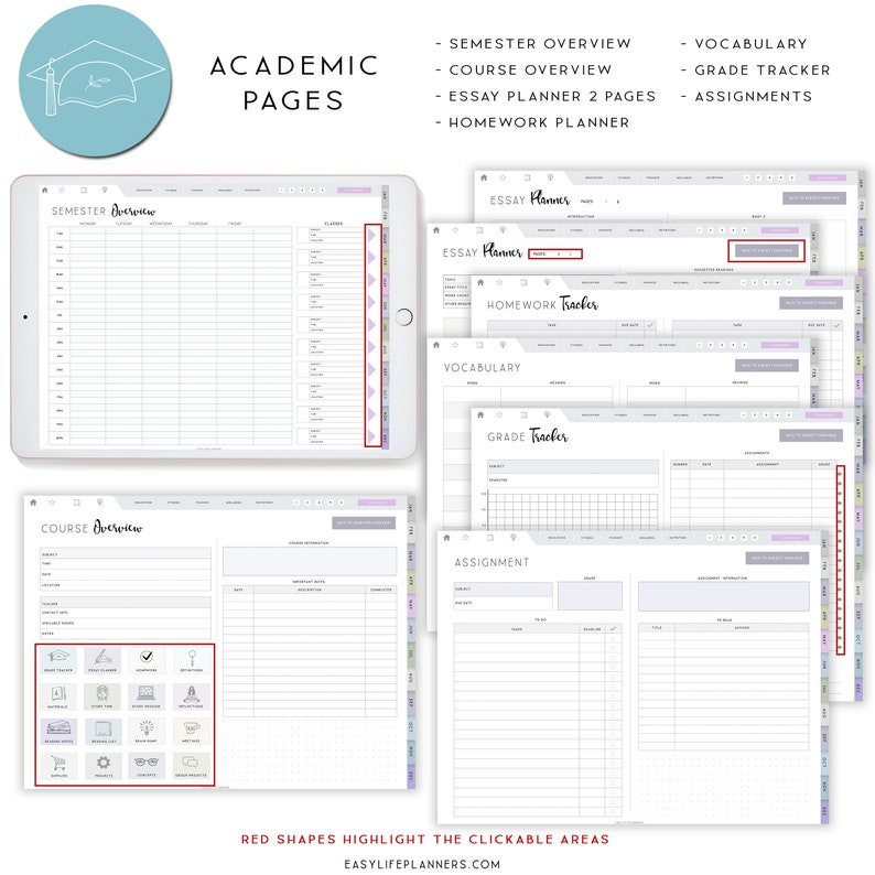Student Digital Planner Ipad Notability Planner Goodnotes - Etsy