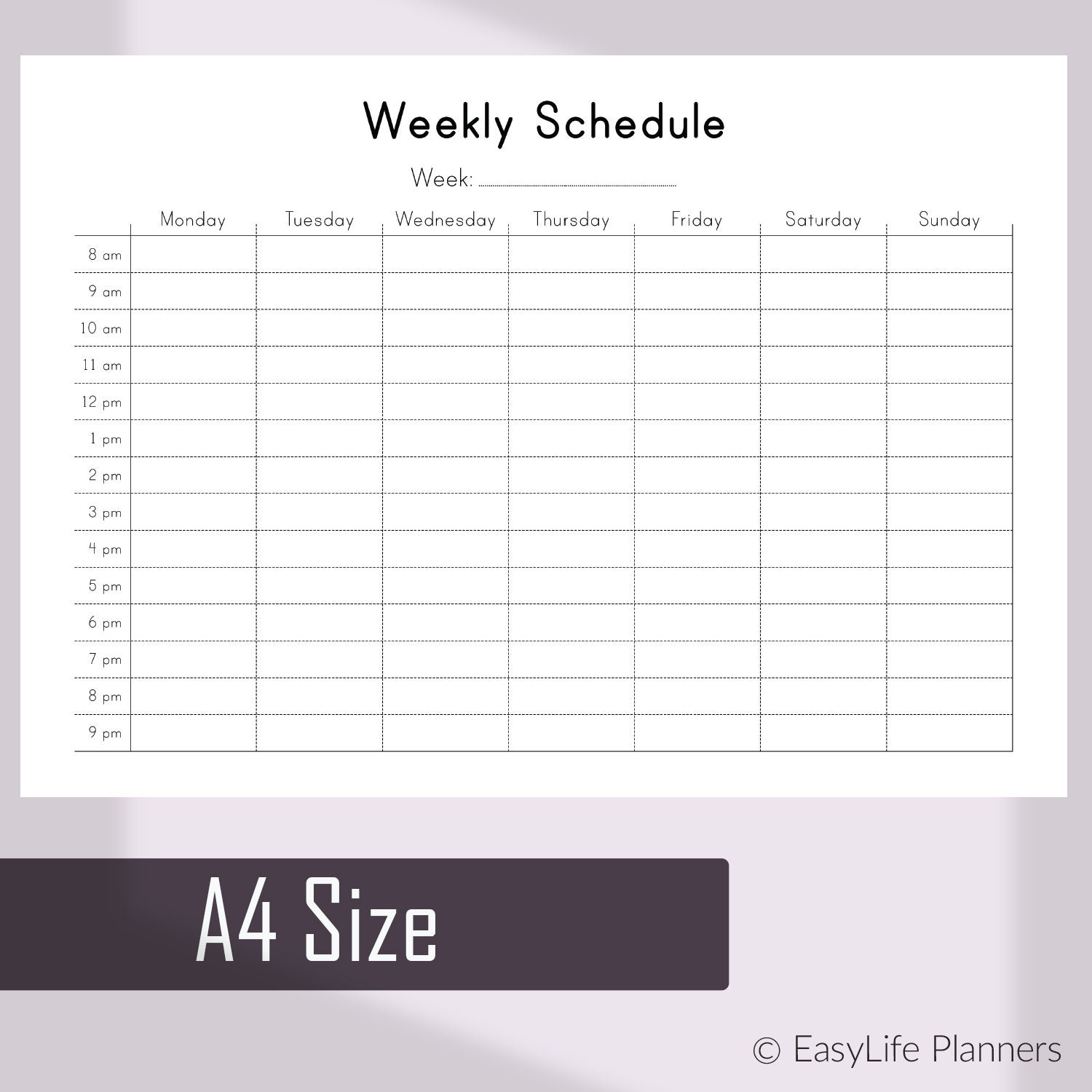Weekly Schedule Printable Weekly Planner Pages WO1P Binder | Etsy