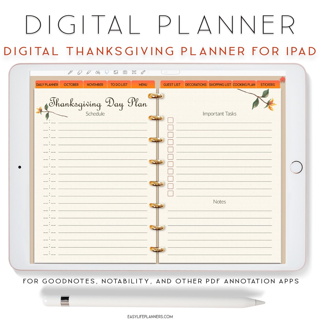 Thanksgiving Planner, Digital Planner, Goodnotes Planner, Stickers for ...
