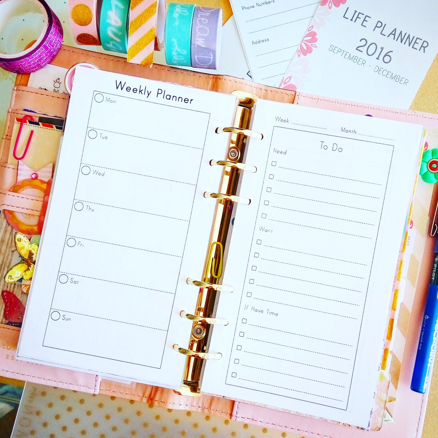 WEEKLY PLANNER Personal Size Inserts 3 7 X 6 7 Week At A Etsy WEEKLY PLANNER Personal Size Inserts 3 7 X 6 7 Week At A Etsy