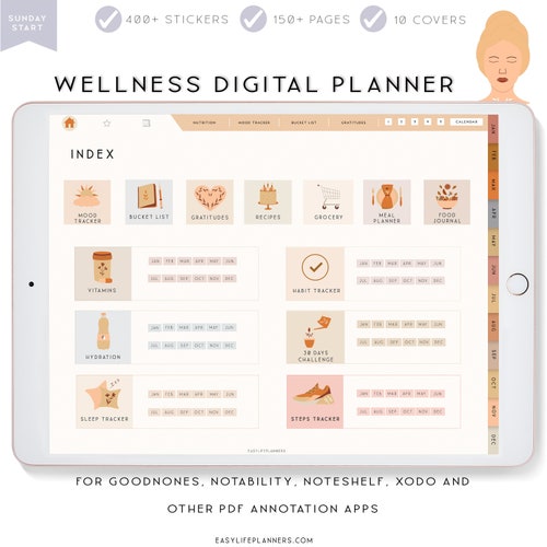 Wellness Planner Digital Planner Goodnotes Template Self - Etsy