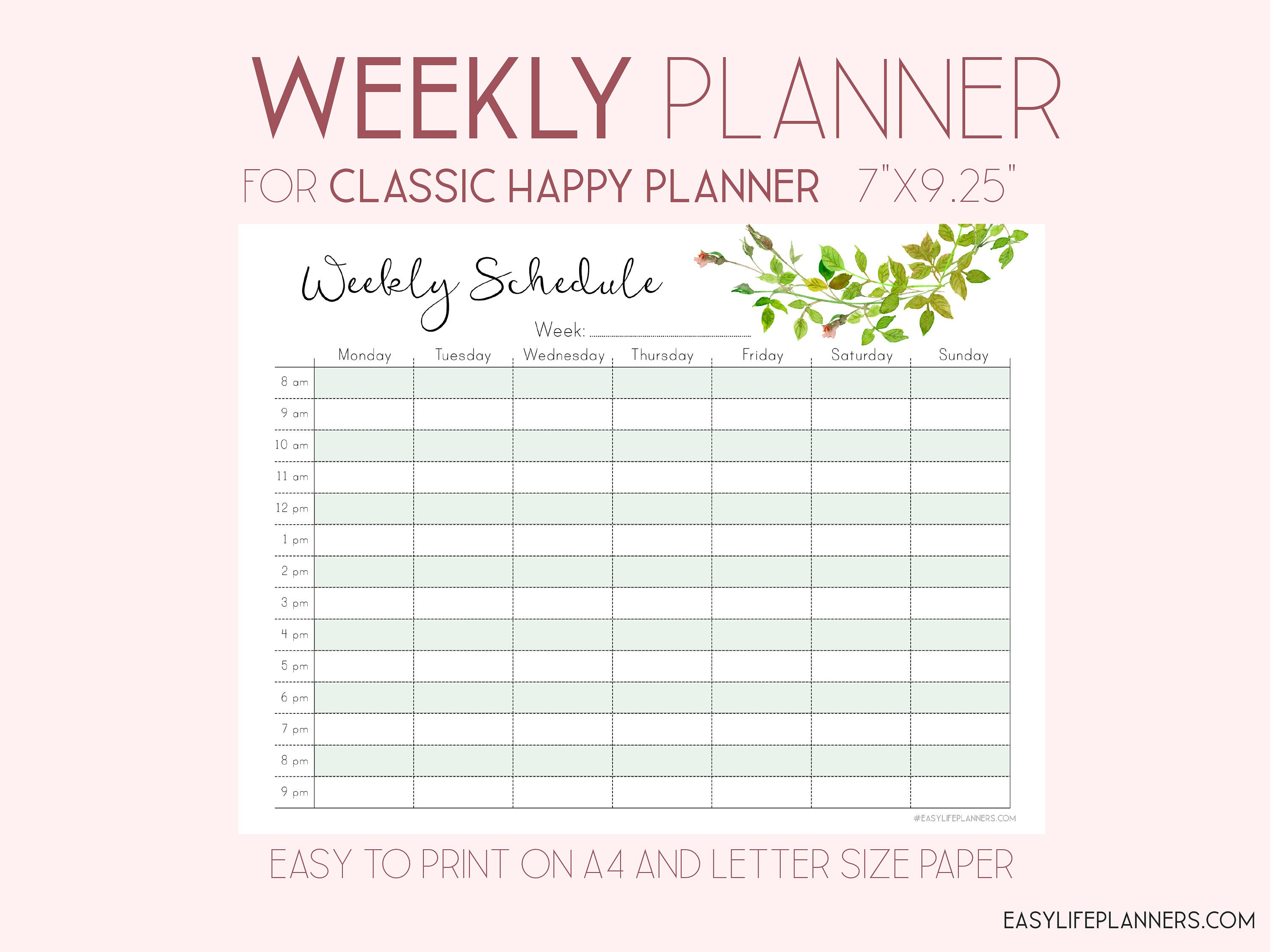 Weekly Schedule Weekly Hourly Planner Weekly Agenda for | Etsy