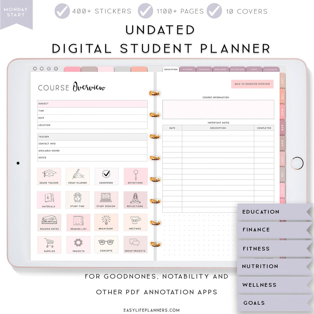 Student Digital Planner, Digital Planner for Ipad, Notability Planner ...