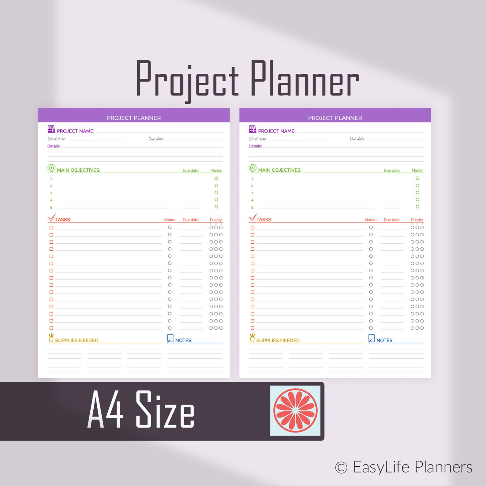 Project Planner Printable Planner Goal Planner To Do List | Etsy