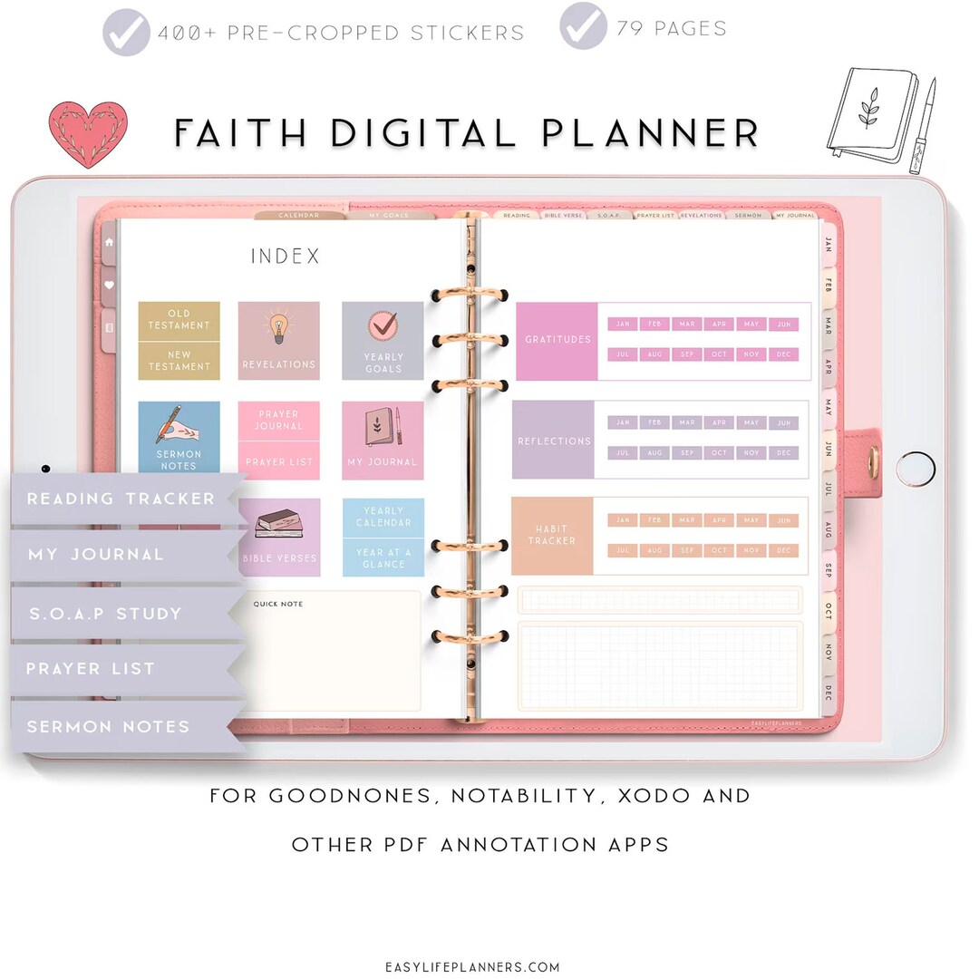 Faith Digital Planner: Prayer Journal, Bible Study (goodnotes ...