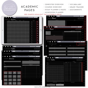 Digital Student Planner, Dark Mode Digital Planner for Ipad, Notability ...