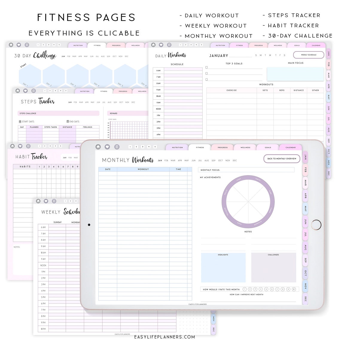 Fitness Planner Digital Workout Planner for Ipad Notability - Etsy