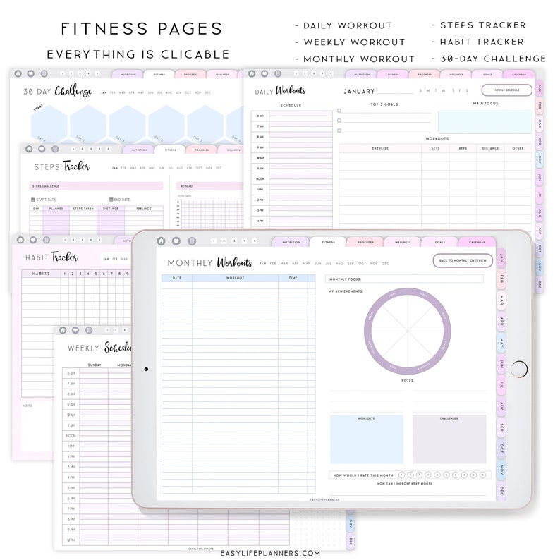 Fitness Planner Digital Workout Planner for Ipad Notability - Etsy