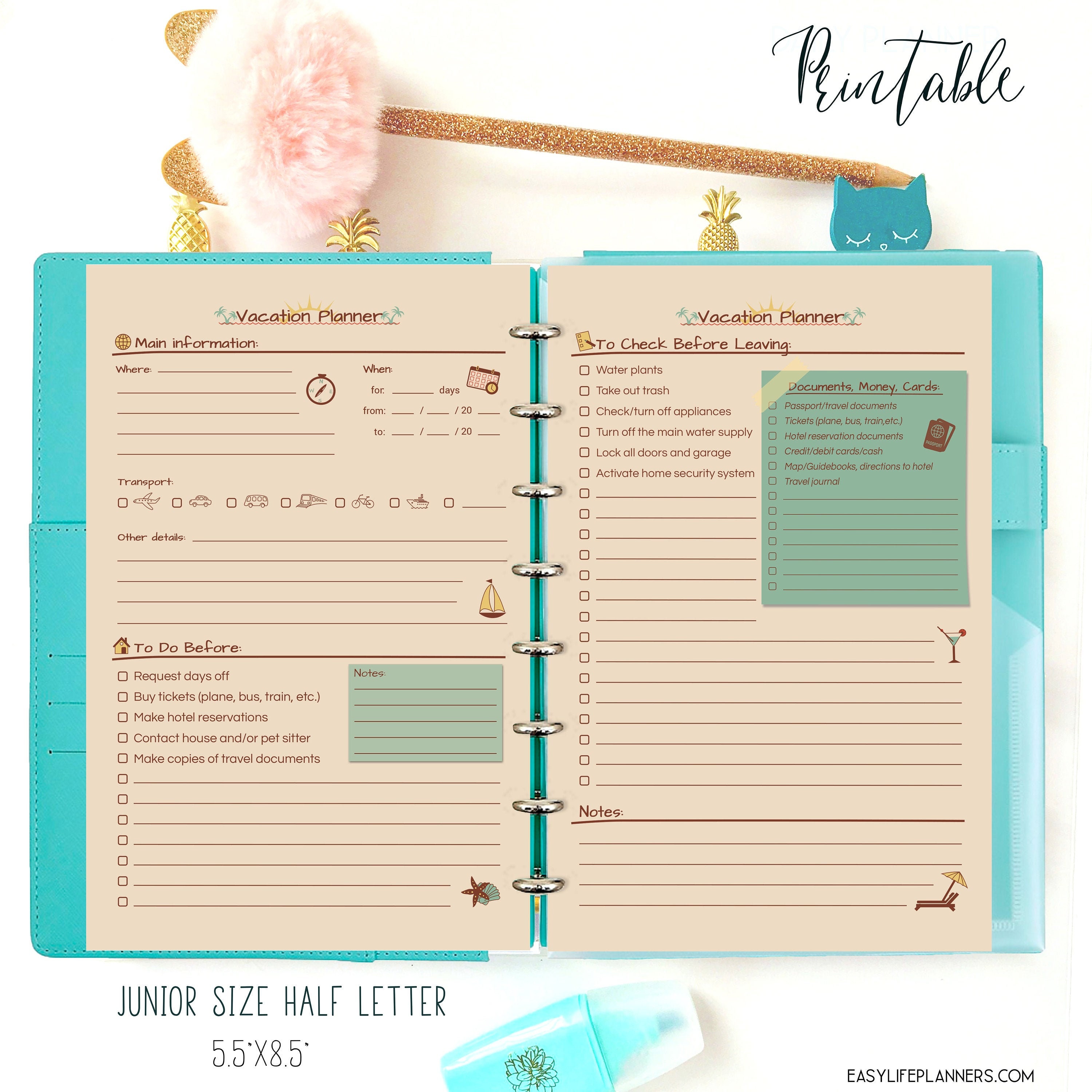 Vacation Planner Travel Planner Travel Journal Filofax A5 Etsy