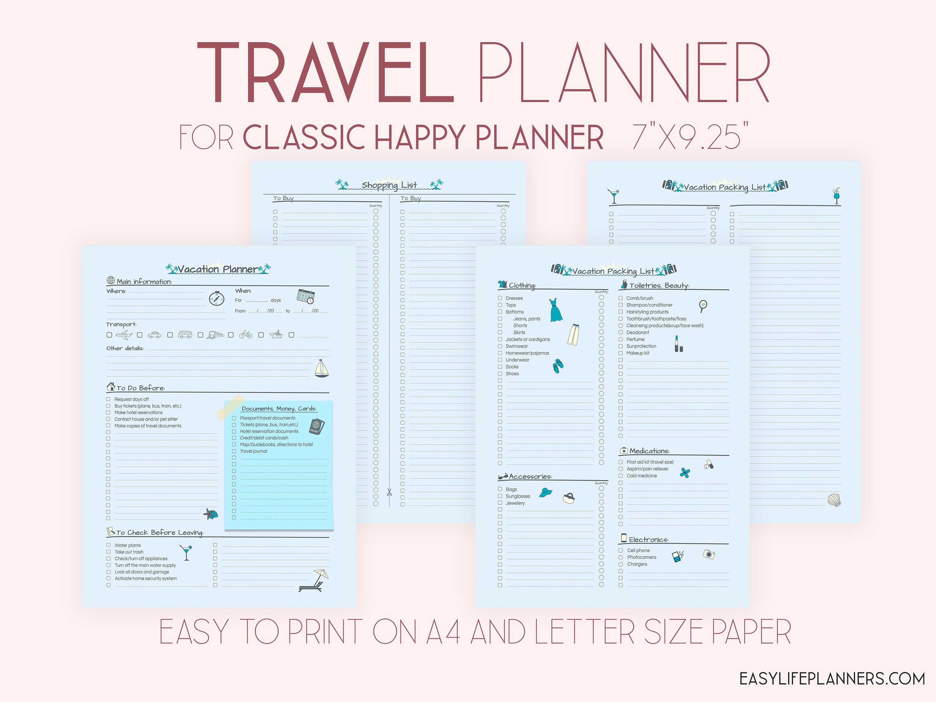 Travel Planner Made To Fit Happy Planner Printable Inserts For Happy 