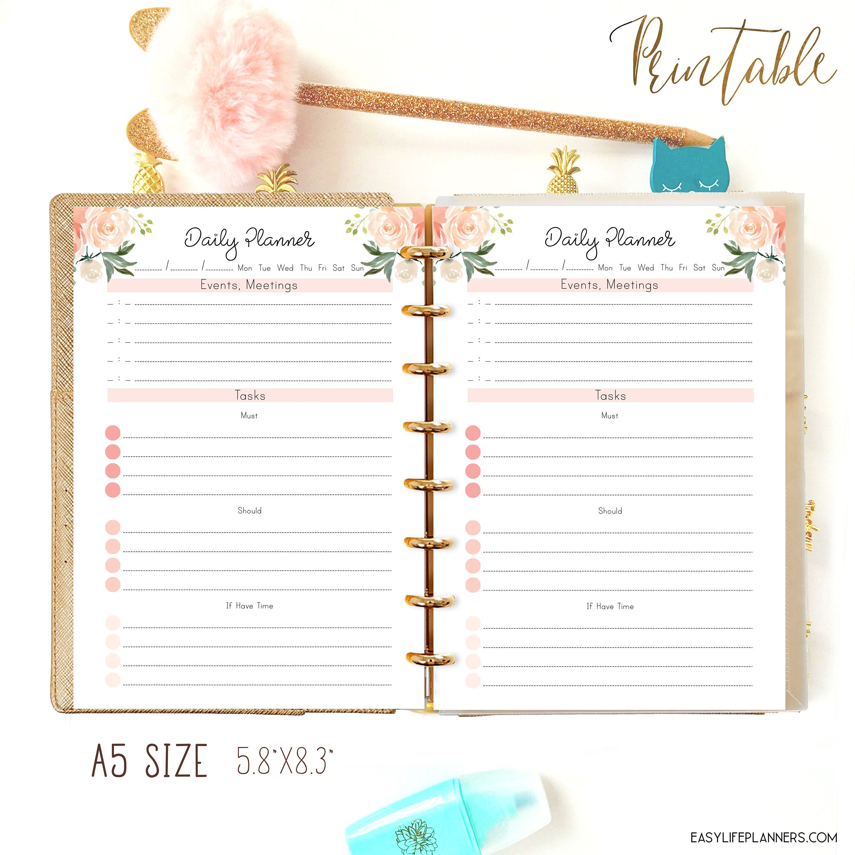 Daily Planner Printable A5 Planner Inserts For Filofax A5 Daily To Do daily-planner-printable-a5-planner-inserts-for-filofax-a5-daily-to-do