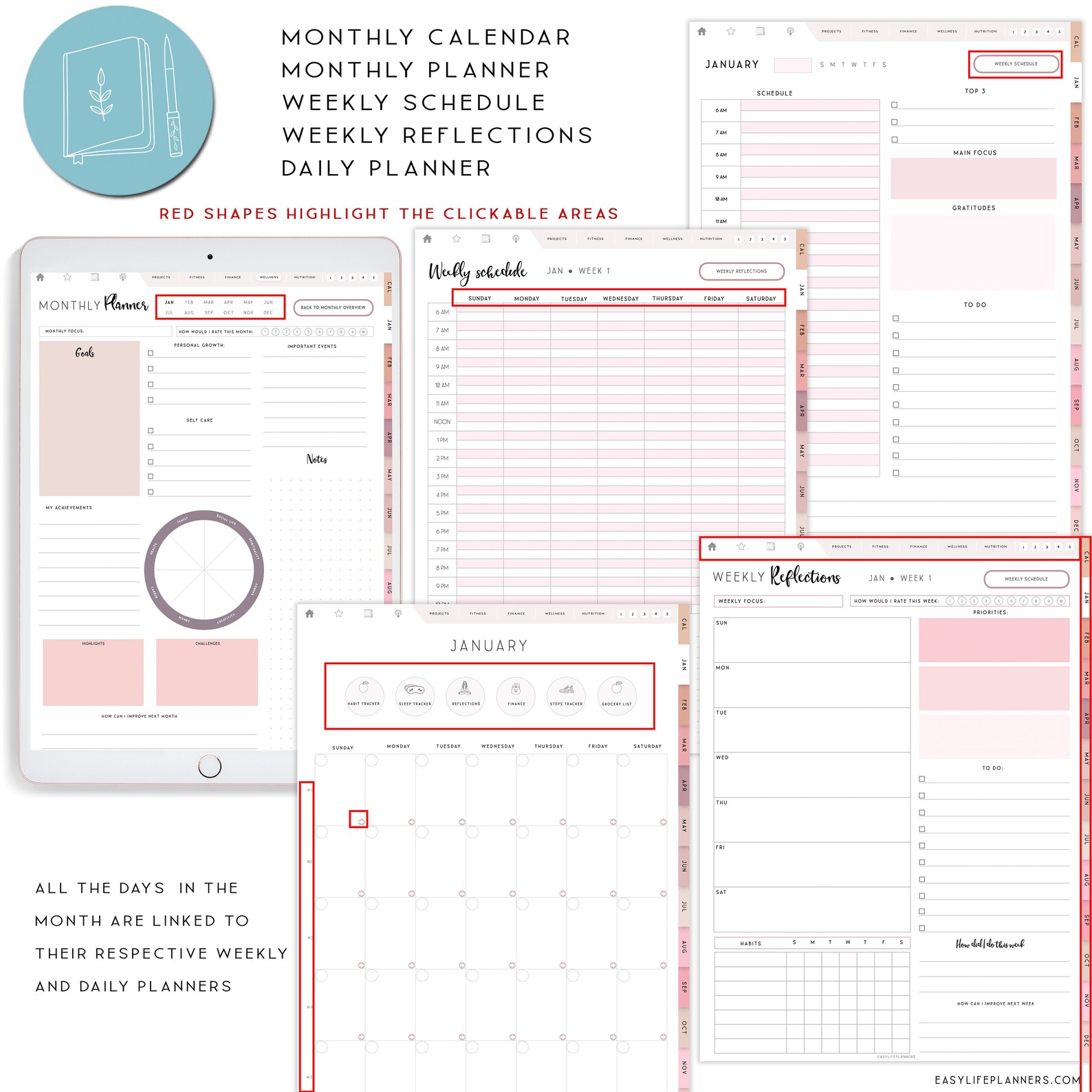 Digital Student Planner Portrait Planner Digital Planner - Etsy