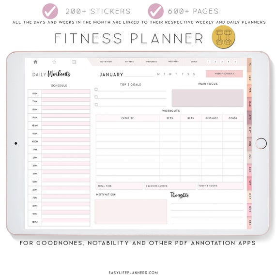 Digital Fitness Planner for Ipad Notability Planner Fitness - Etsy