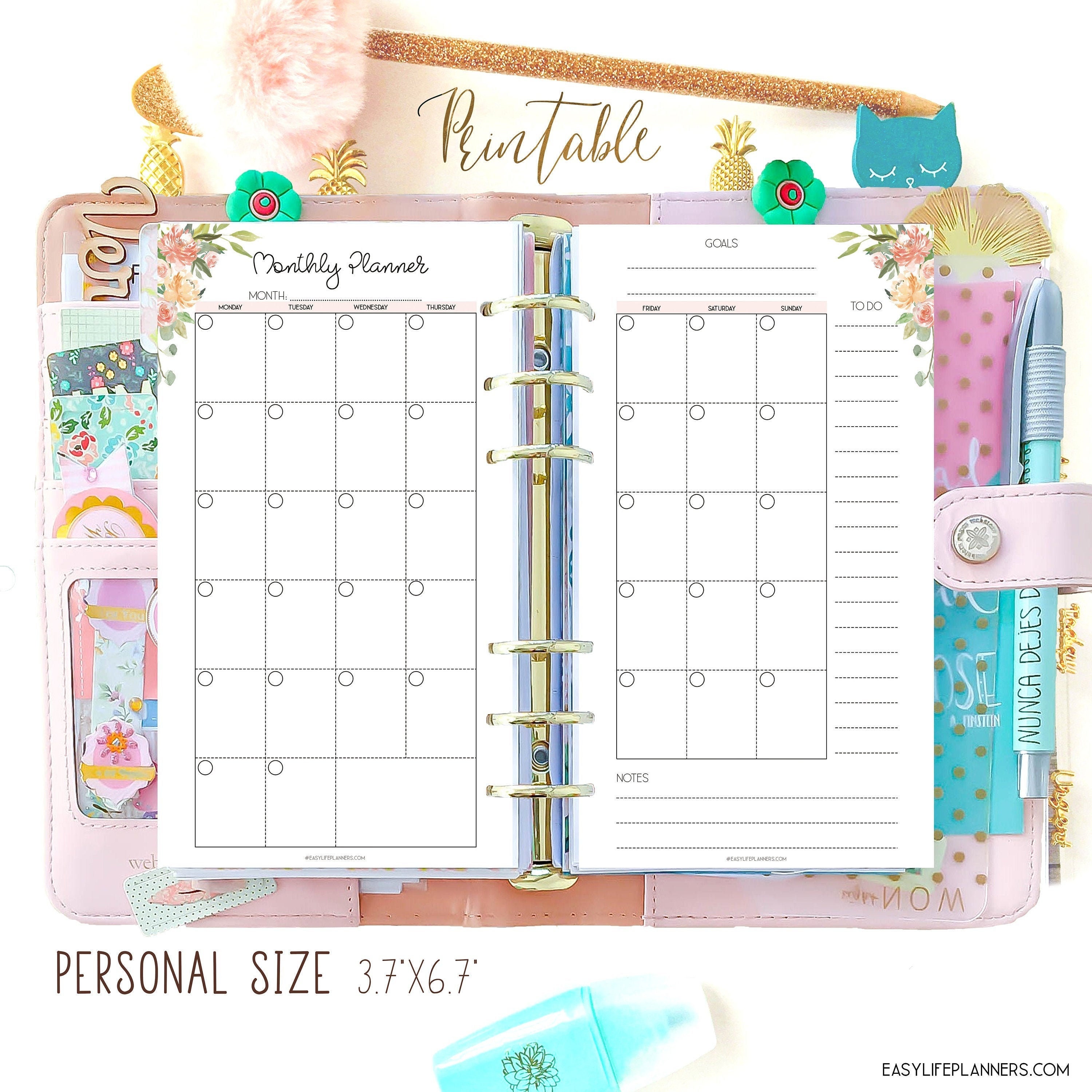 Monthly Planner 2021 Filofax Personal Refills Month On Two | Etsy