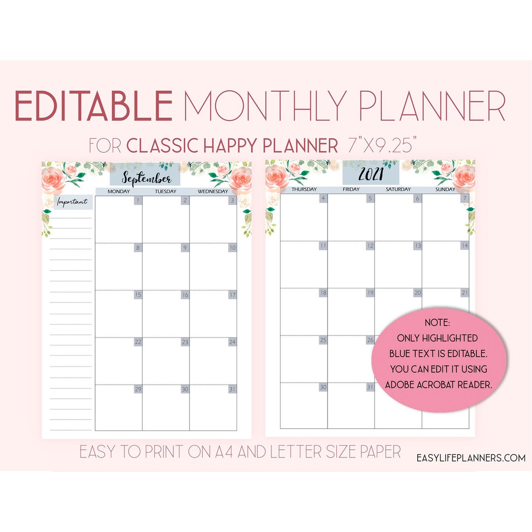 2024 Monthly Planner Pages, Editable Planner Mo2p, Monthly Layout Made ...