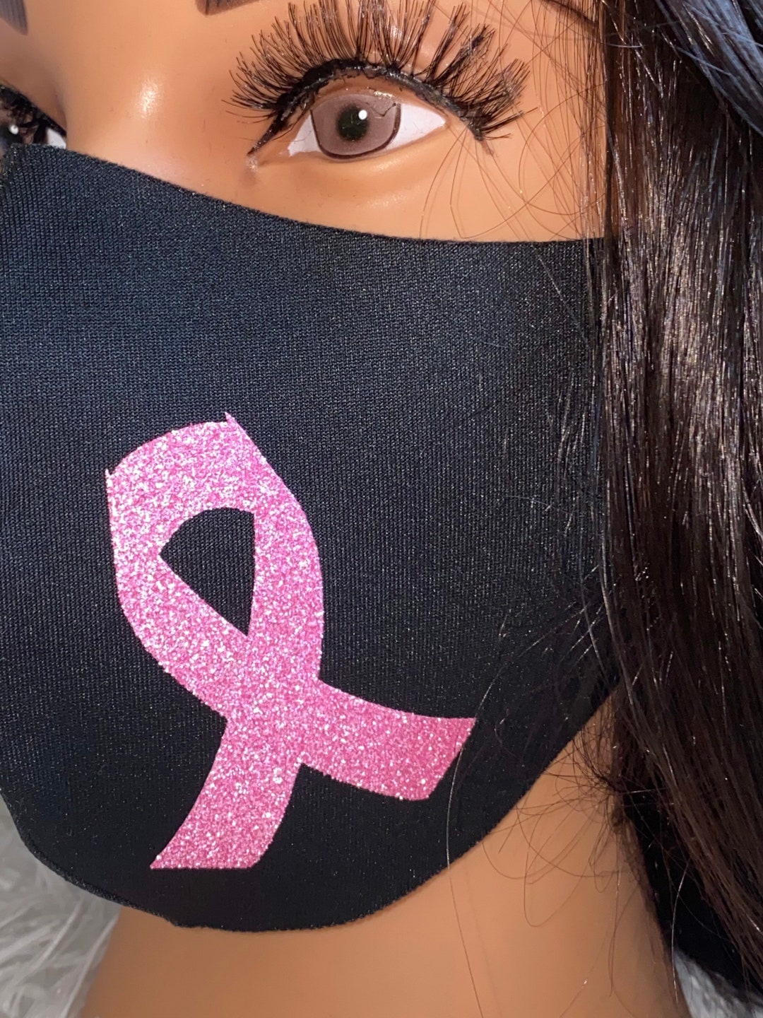 Breast Cancer Awareness Face Mask: Reusable Cotton With Pink Glitter ...