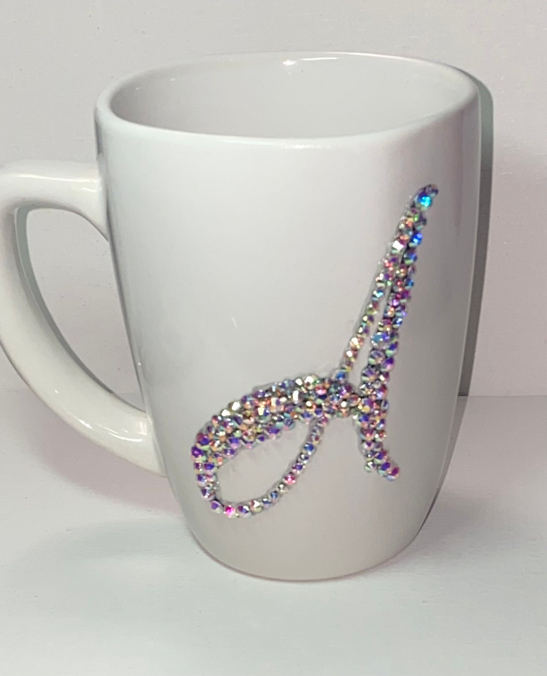 Rhinestoned Initial Coffee 12oz Mug (personalized) - Etsy