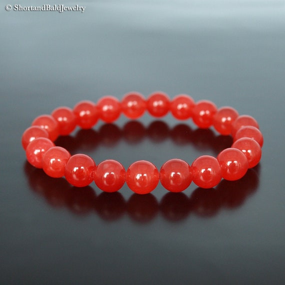 AAA Genuine Red Jade Bracelet Natural Sun Red Jade Crystal - Etsy