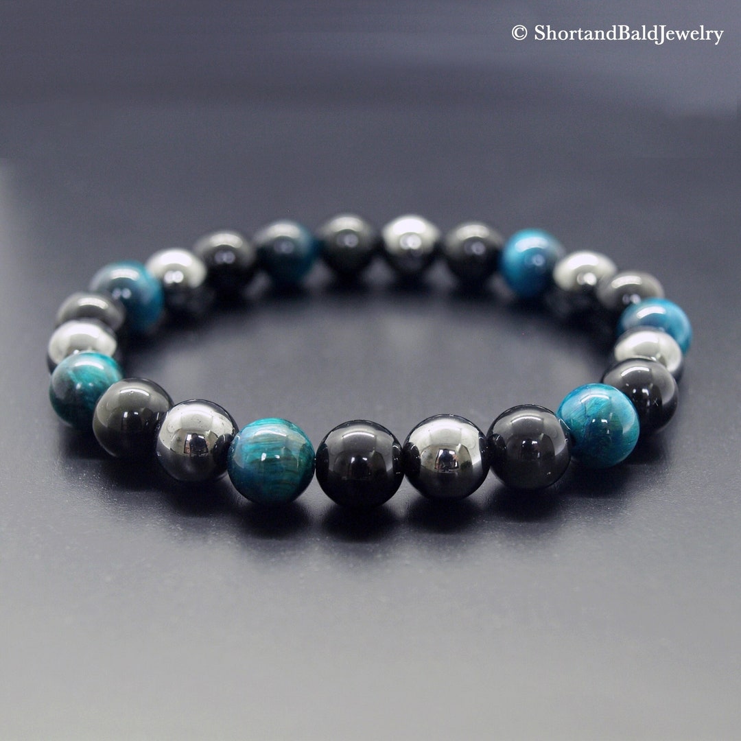 Triple Protection Bracelet, Hematite Black Obsidian Tiger Eye Bracelet ...