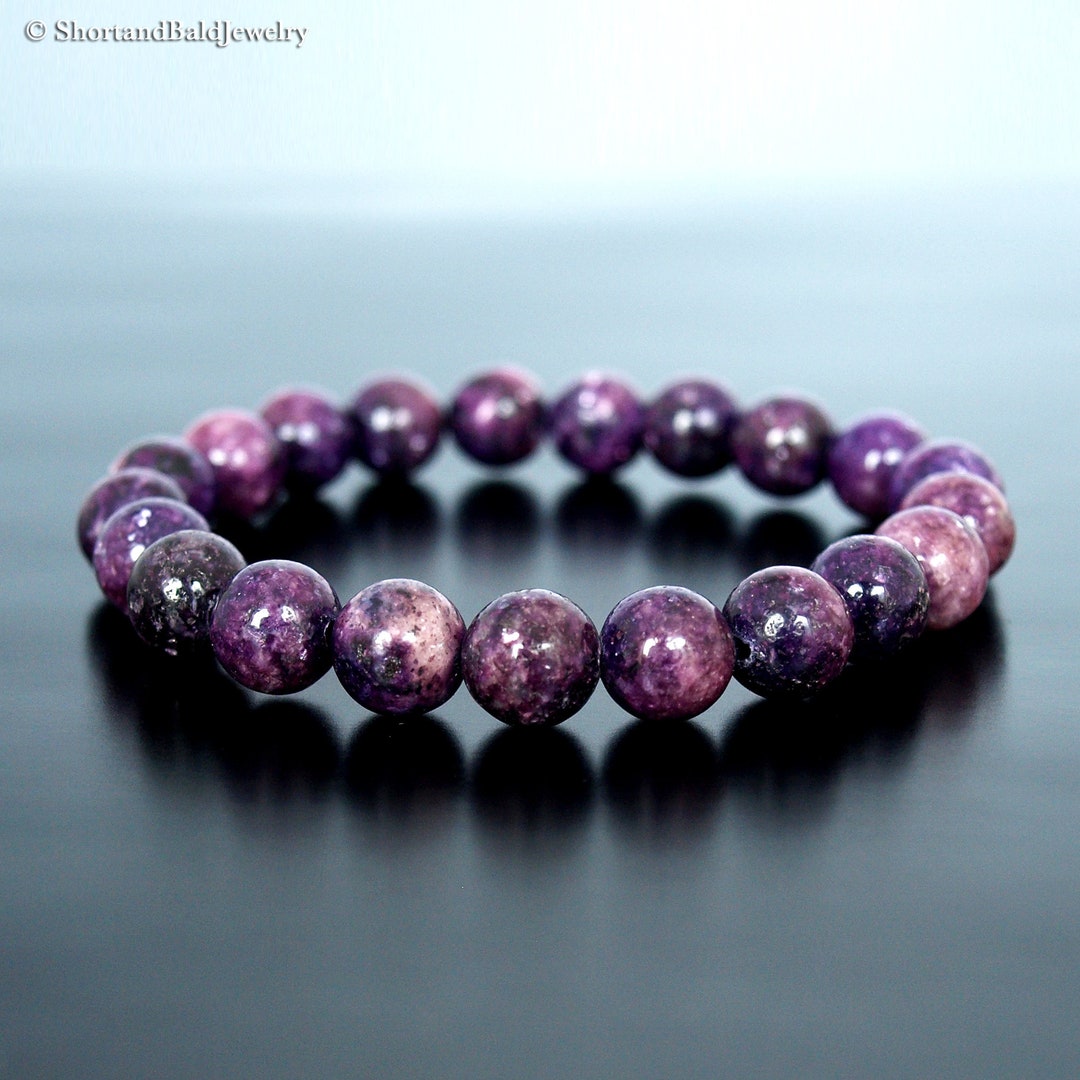 Genuine Lepidolite Bracelet, Natural Purple Lepidolite Gemstone ...