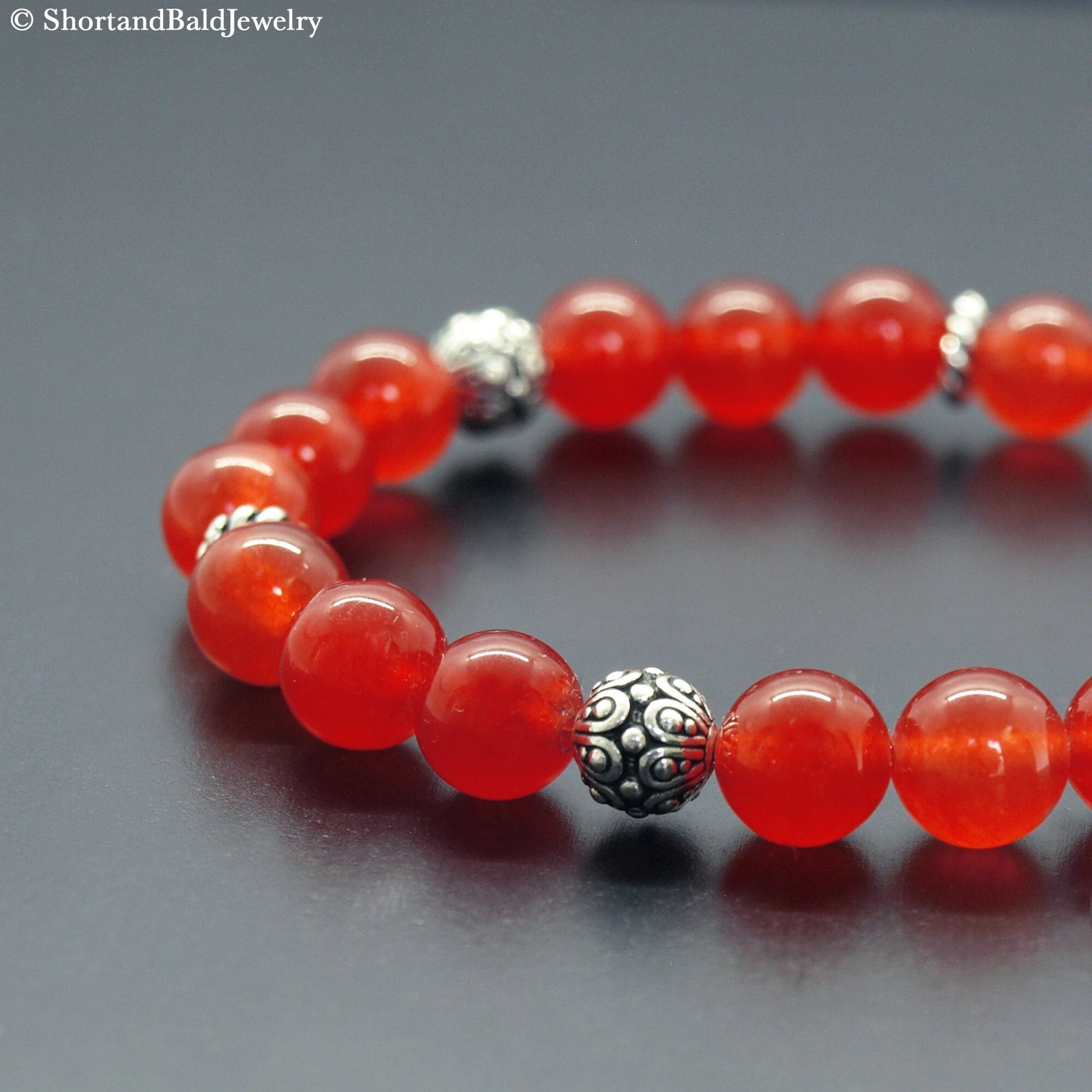 AAA Genuine Red Jade Bracelet, 8mm Natural Sun Red Jade, Crystal ...