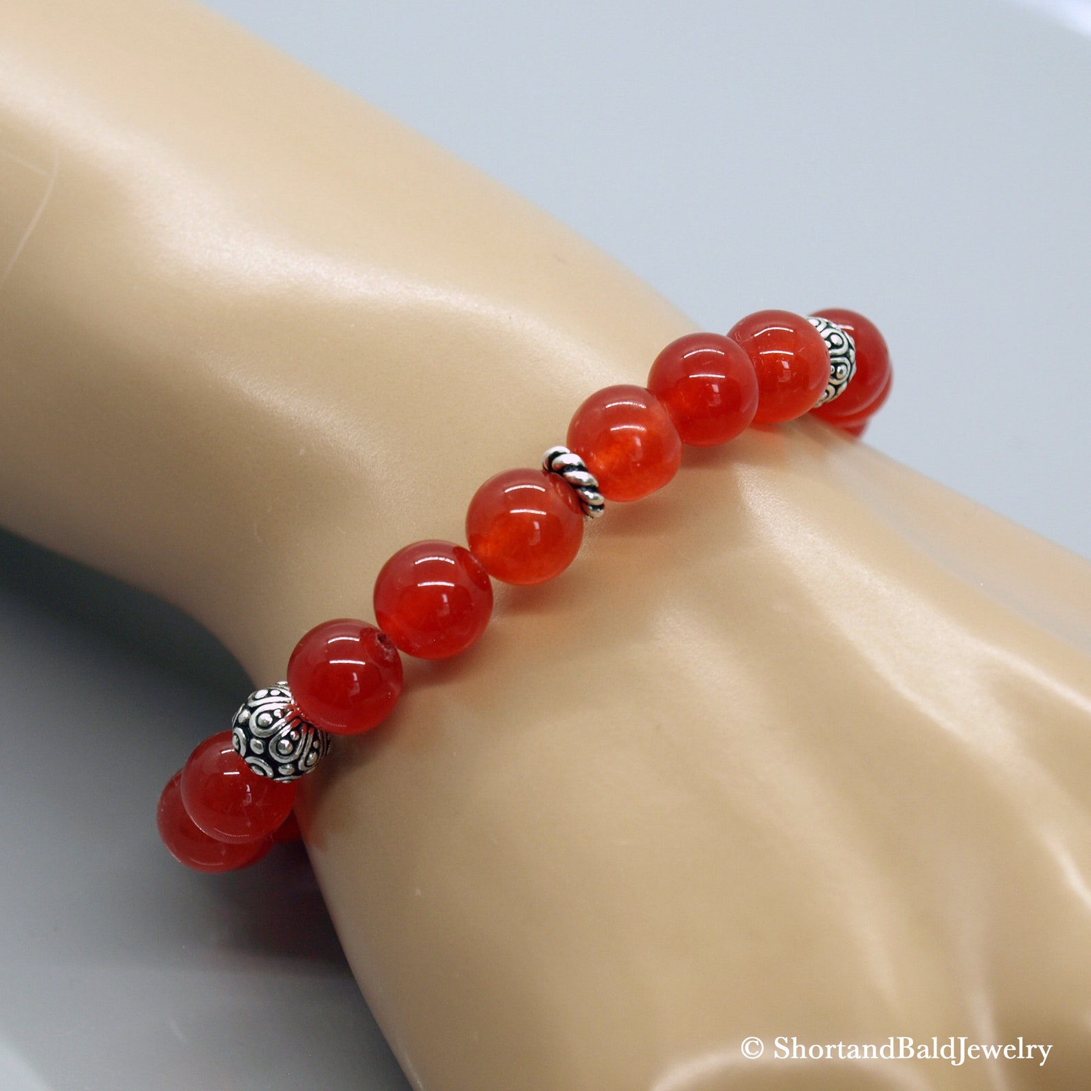 AAA Genuine Red Jade Bracelet, 8mm Natural Sun Red Jade, Crystal ...