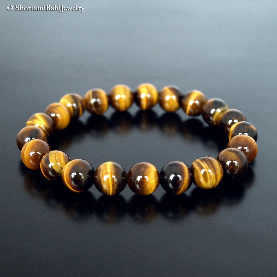 AAA Genuine Tiger Eye Bracelet, Natural Yellow Brown Tiger's Eye ...