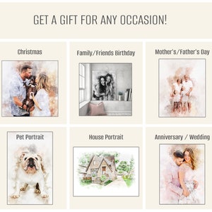 Personalized Family Portrait From Photo, Watercolor Paintings, Gift for ...