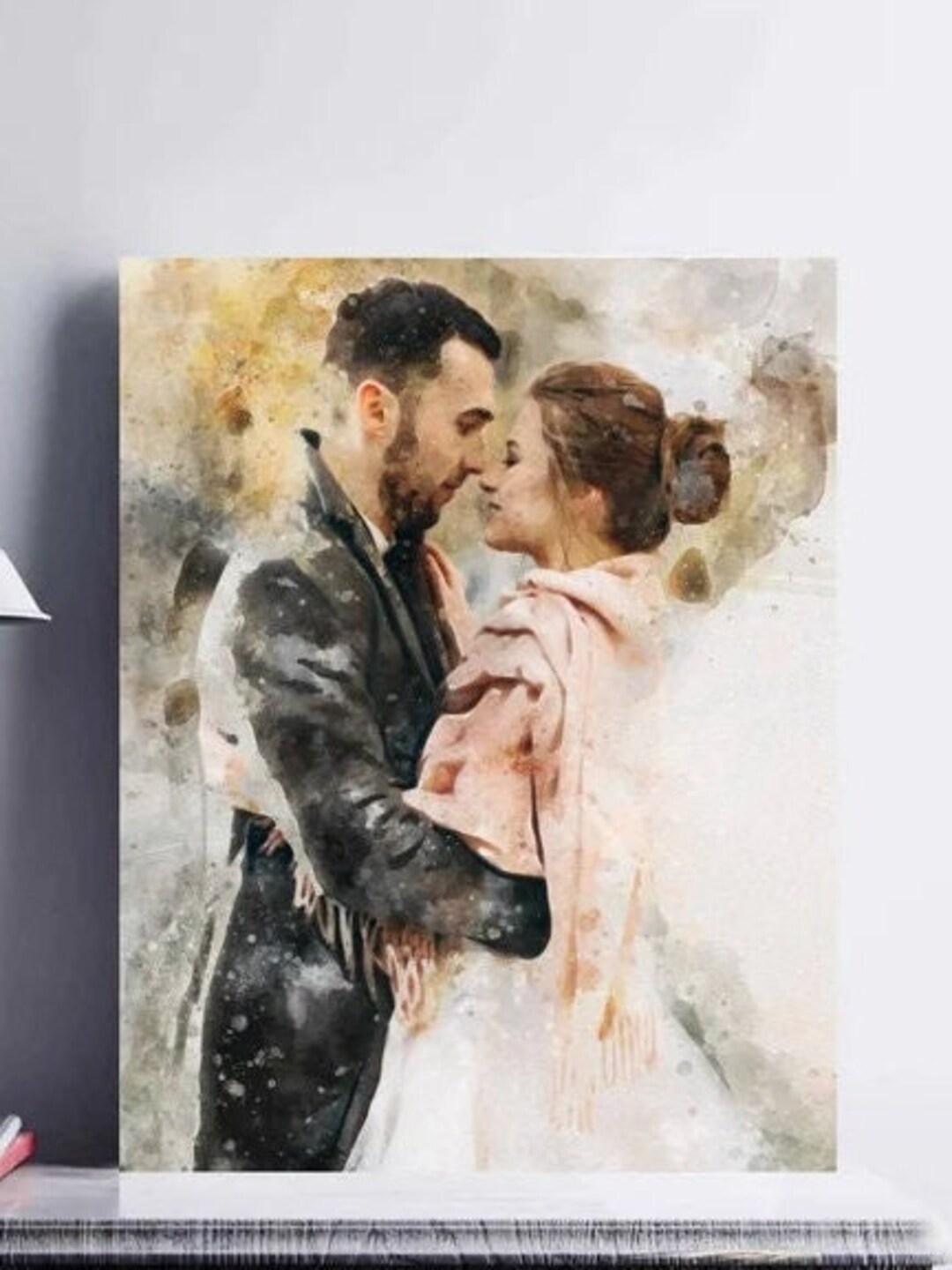 Custom Digital Couple Portrait Painting From Photo, Watercolor Portrait ...