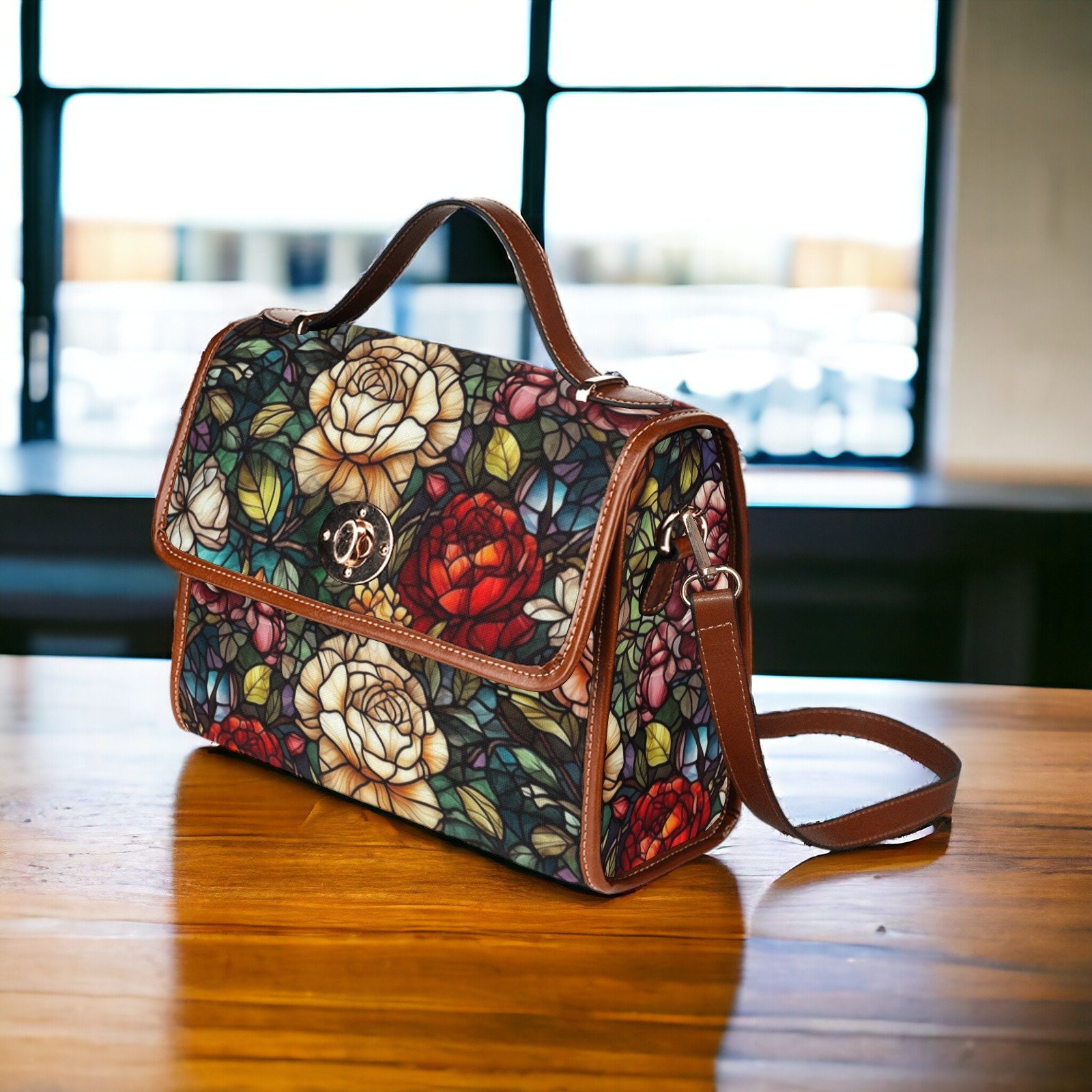 Stained Glass Cottagecore Satchel Bag Boho Rainbow Honeycomb Gift Cute ...