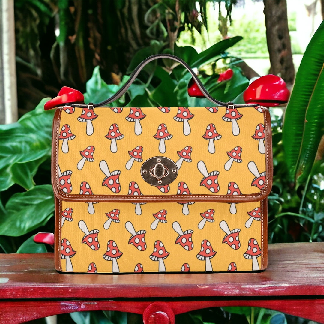 Mushroom Bag, Satchel, Canvas Crossbody Bag, Mushrooms Purse, Tote Bag ...