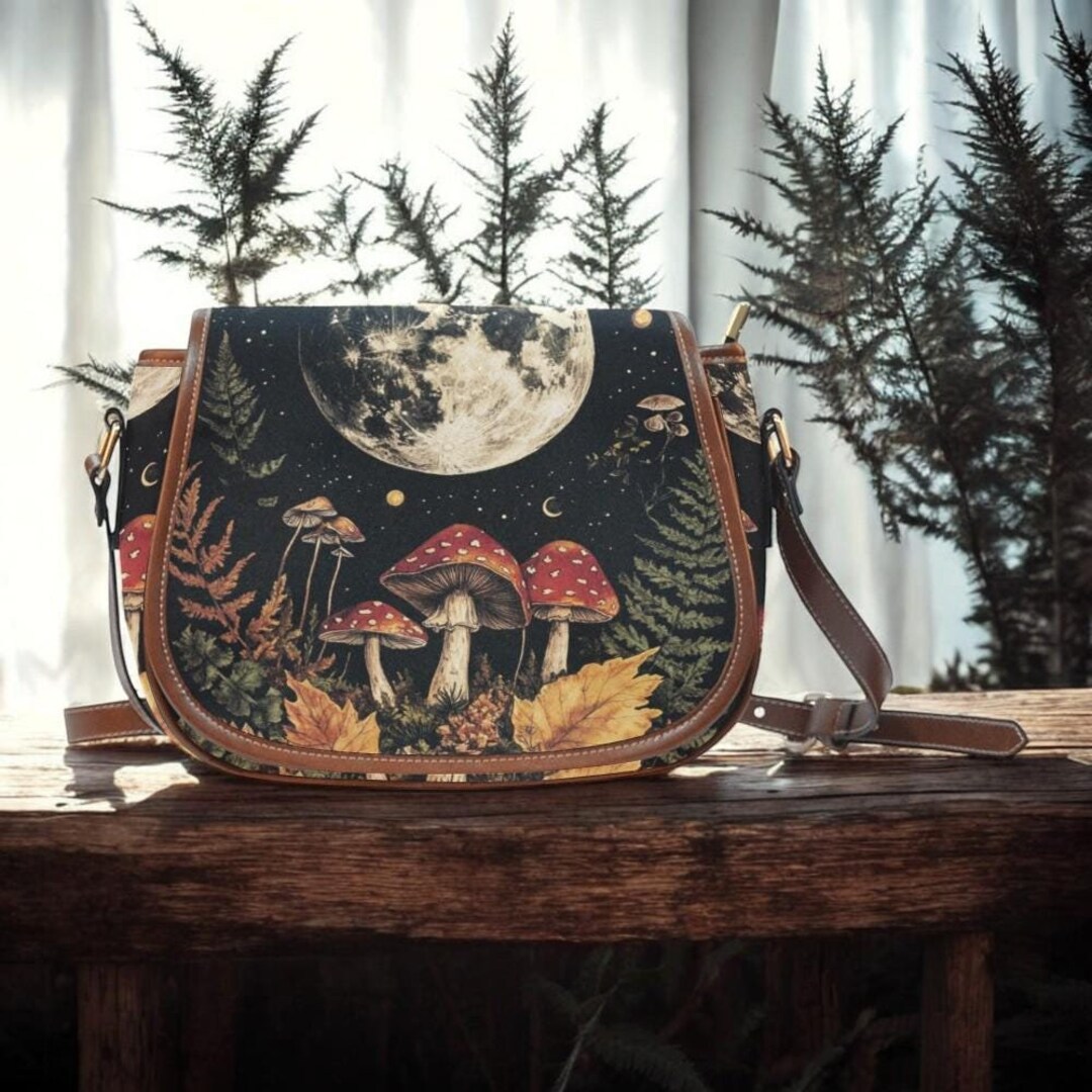 Mushroom Cross Body Bag, Saddle Purse, Dark Cottagecore, Everyday Bag ...