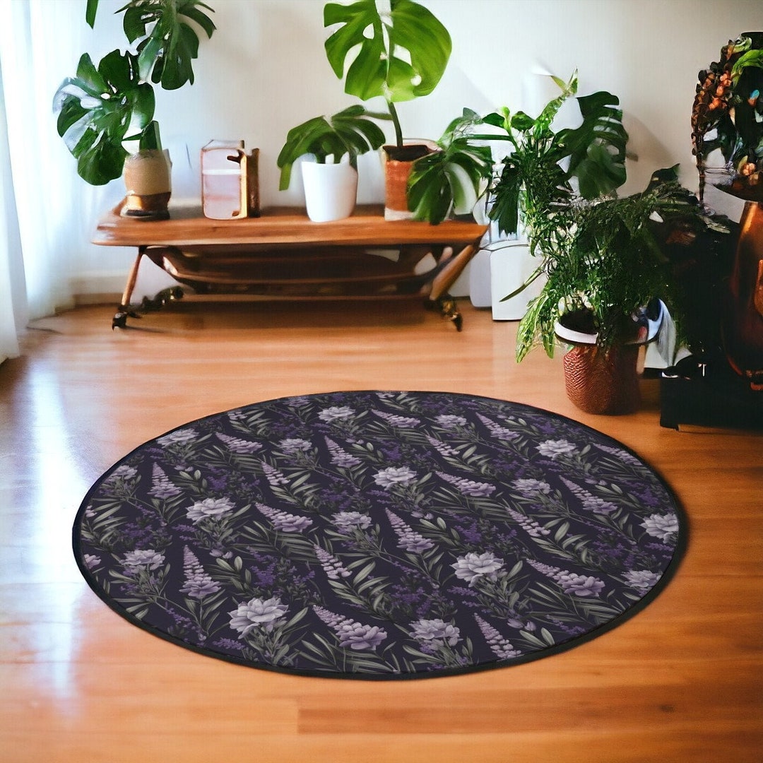 Wildflowers Round Rug, Cottagecore Round Rug, Trippy Rug, Forestcore ...