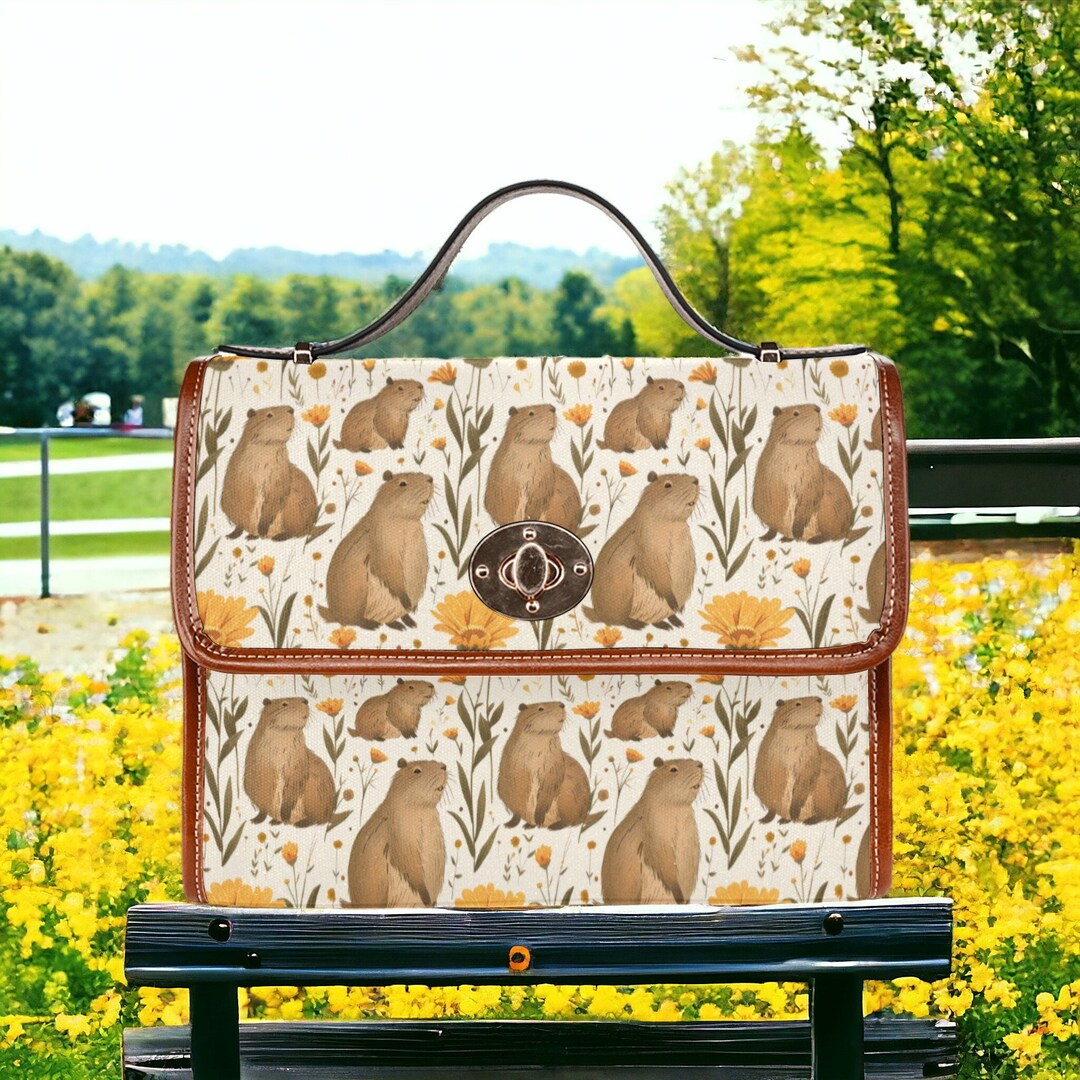 Capybara, Satchel, Canvas Crossbody Bag, Wildflowers Bag, Tote Bag ...