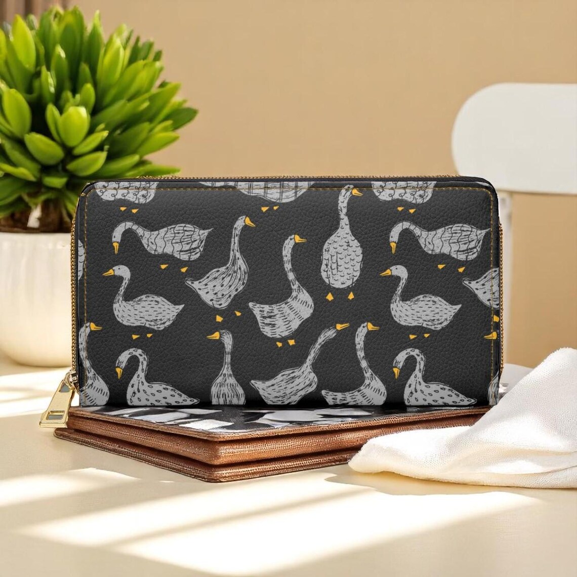 Silly Goose Wallet, Funny Vegan Leather Zipper Wallet, Whimsical ...