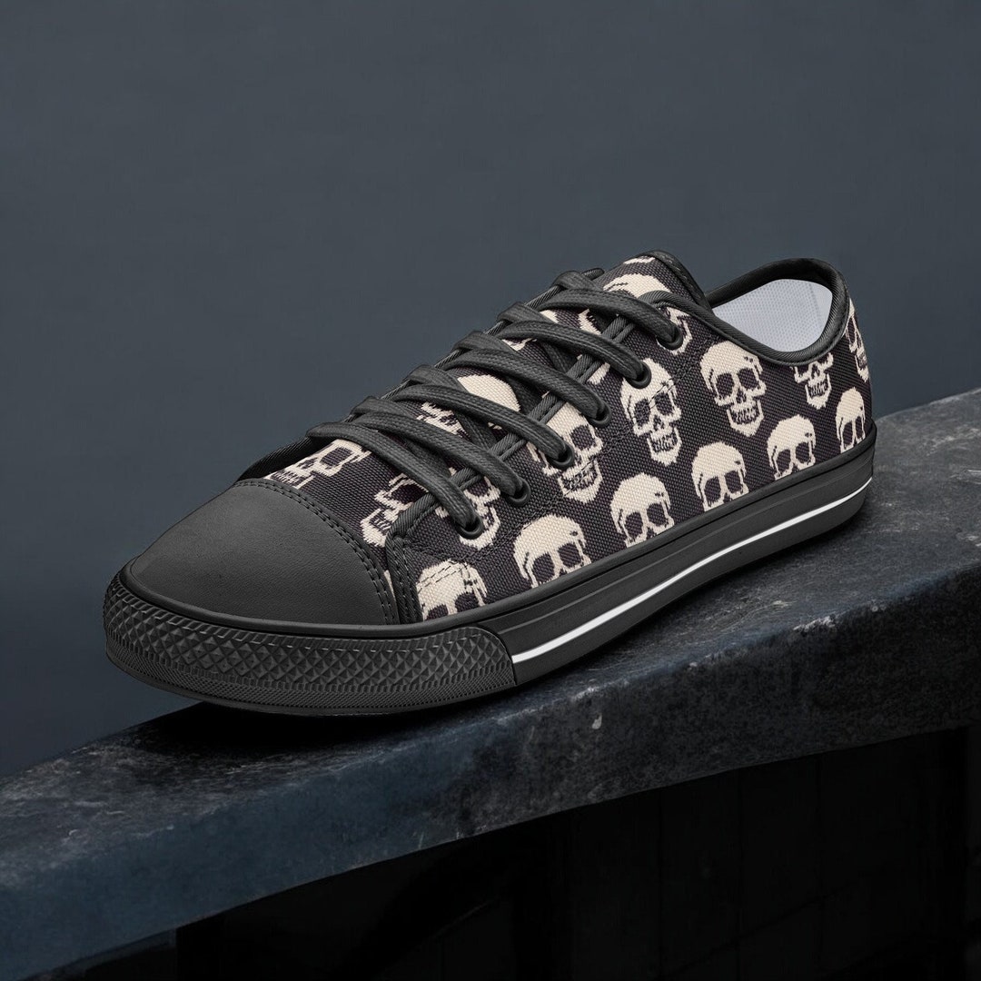 Goth Sneakers, Skeleton Canvas Shoes, Running Shoes, Skulls Sneakers ...