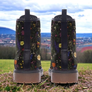 Combat Boots, Cottagecore Boots, Wildflowers, Vegan Leather, Classic ...
