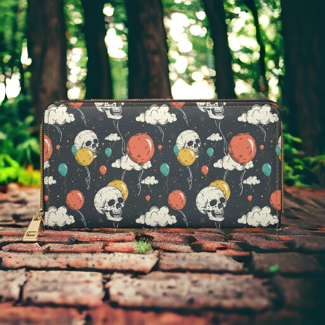 Zip Around Wallet, Credit Card Wallet, Wallet Goth, Zip up Wallet, Gift ...