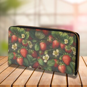 Strawberry Plants Slim Wallet Strawberry Print Vegan Gifts for Her ...