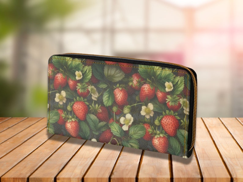 Strawberry Plants Slim Wallet Strawberry Print Vegan Gifts for Her ...
