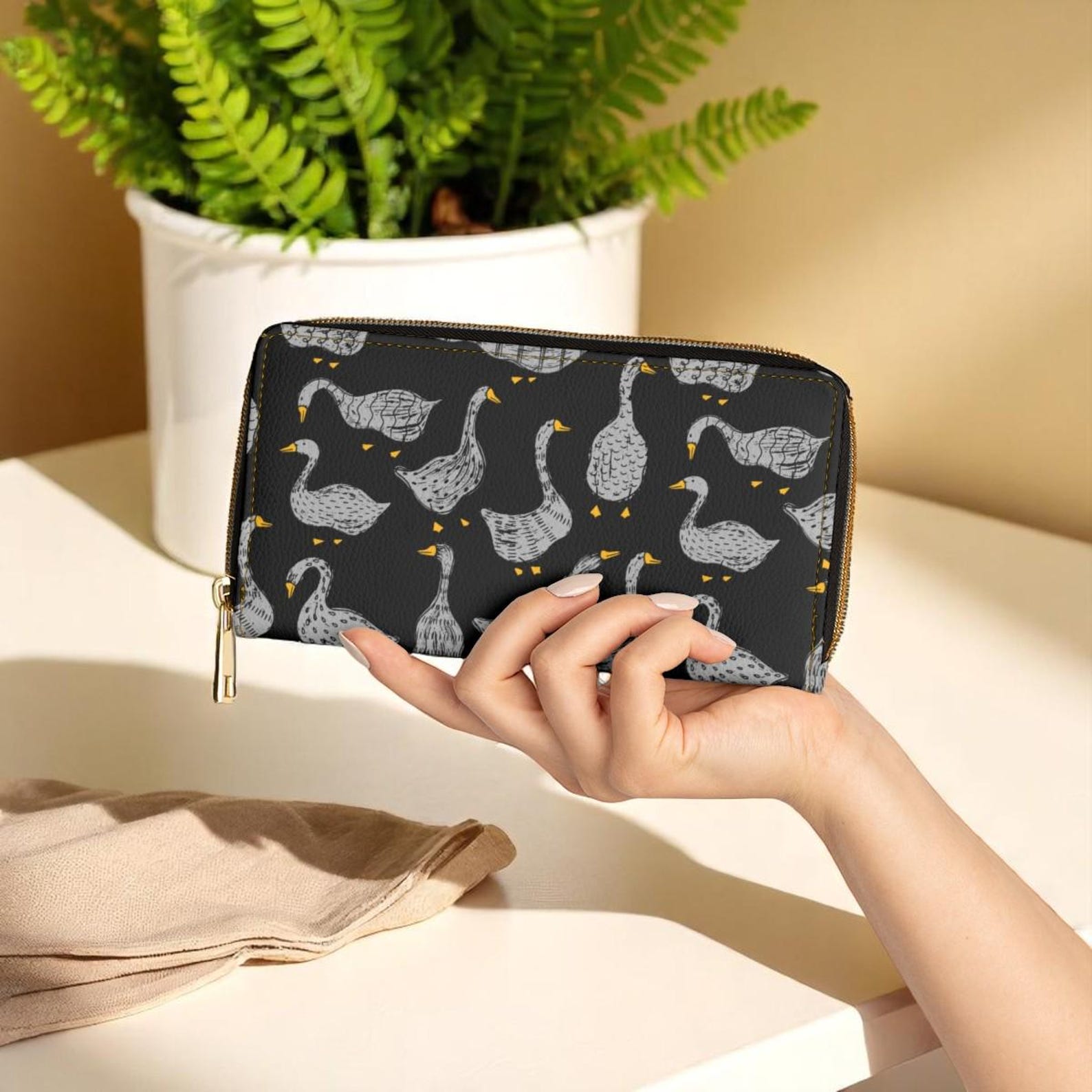 Silly Goose Wallet, Funny Vegan Leather Zipper Wallet, Whimsical ...