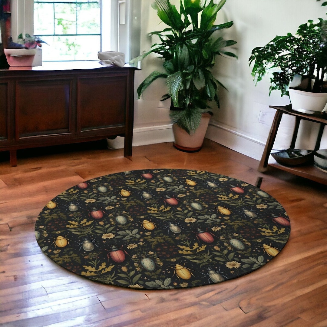 Cottagecore Round Rug, Beetle Rug, Forestcore Nursery, Circle Rug ...