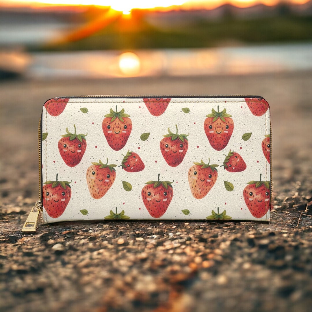 Strawberry Wallet, Vegan Gifts for Her, Vegan Leather, Credit Card ...